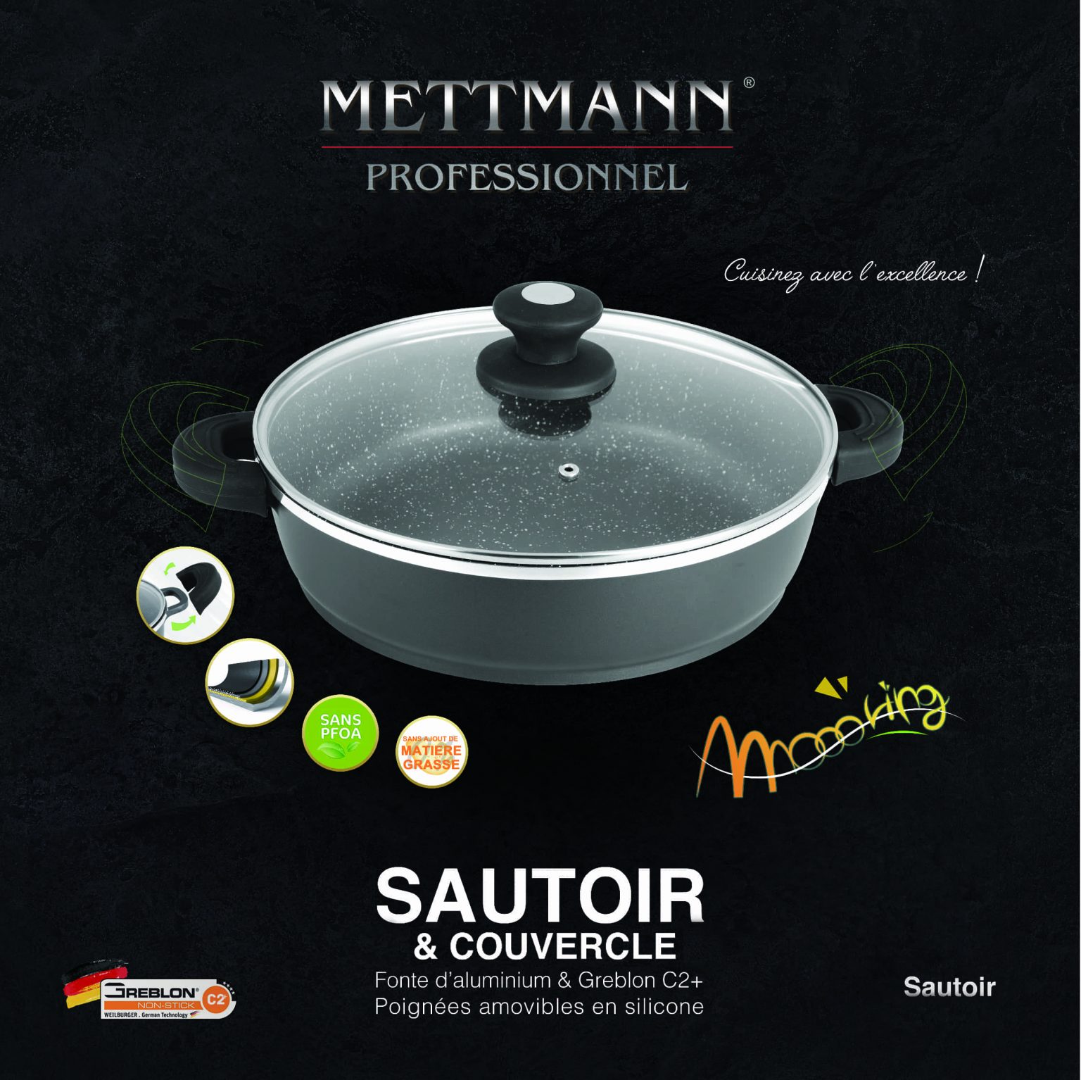 Sautoir 40 cm en revêtement anti-adhésif Greblon C2+ - Induction ...